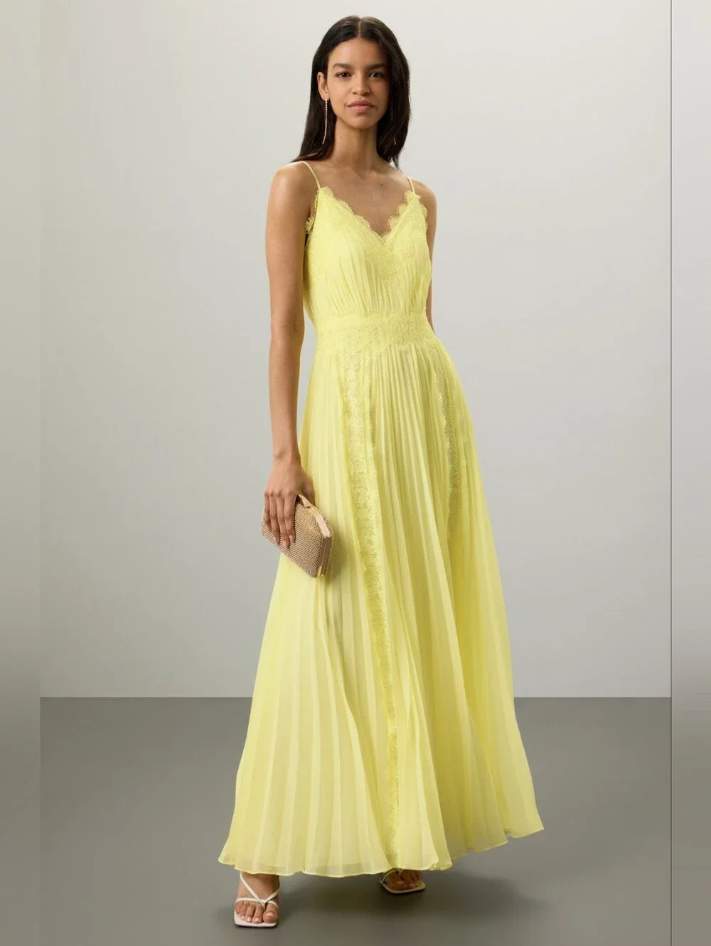 Zac Posen | Dresses | Zac Posen Lemon Yellow Lacetrim Backless Maxi ...